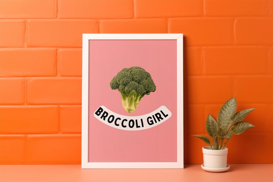 Broccoli Girl Digital Download Poster Dopamine Decor Retro Wall Art ...