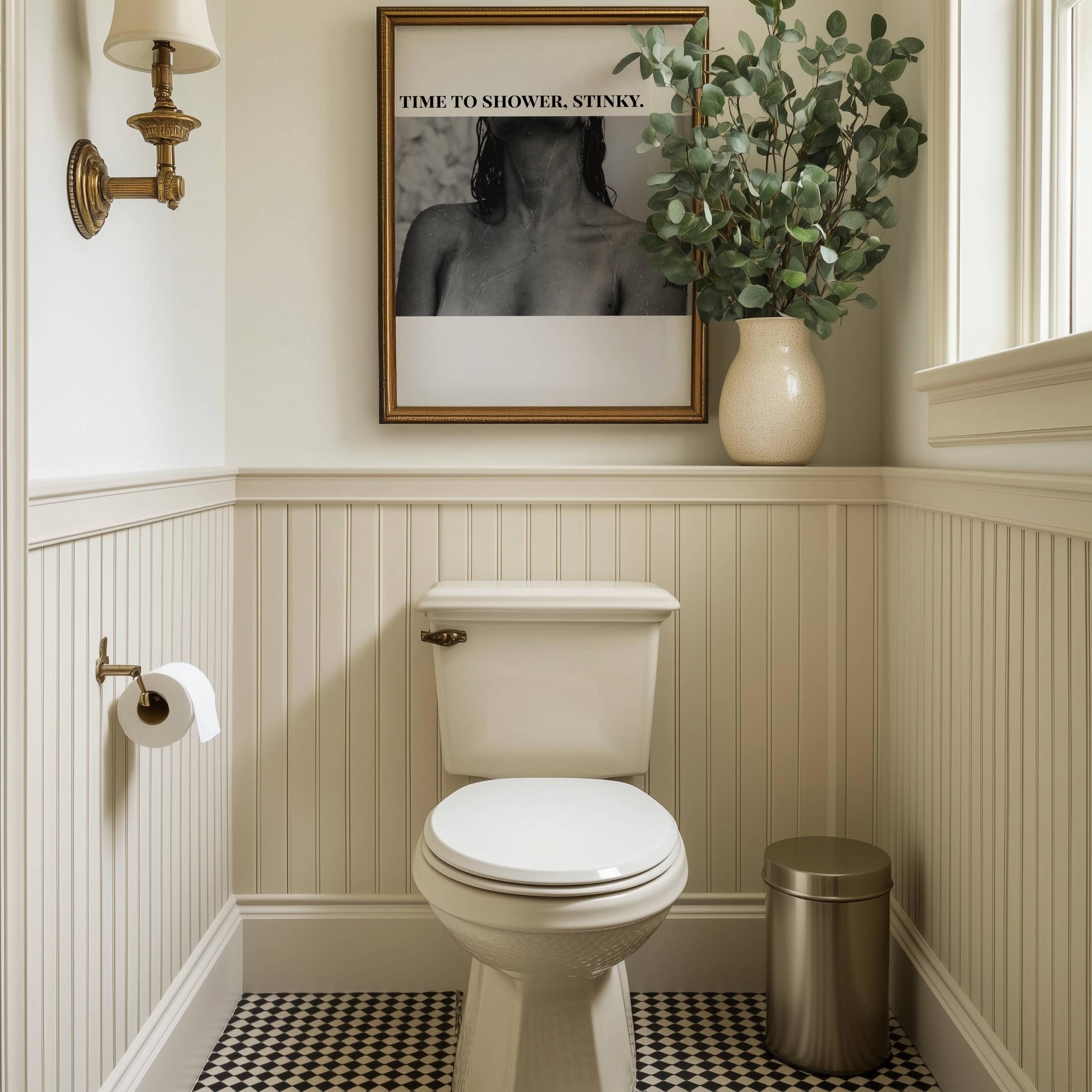 Time to Shower Stinky Digital Download Poster Funny Bathroom Sign Wall ...