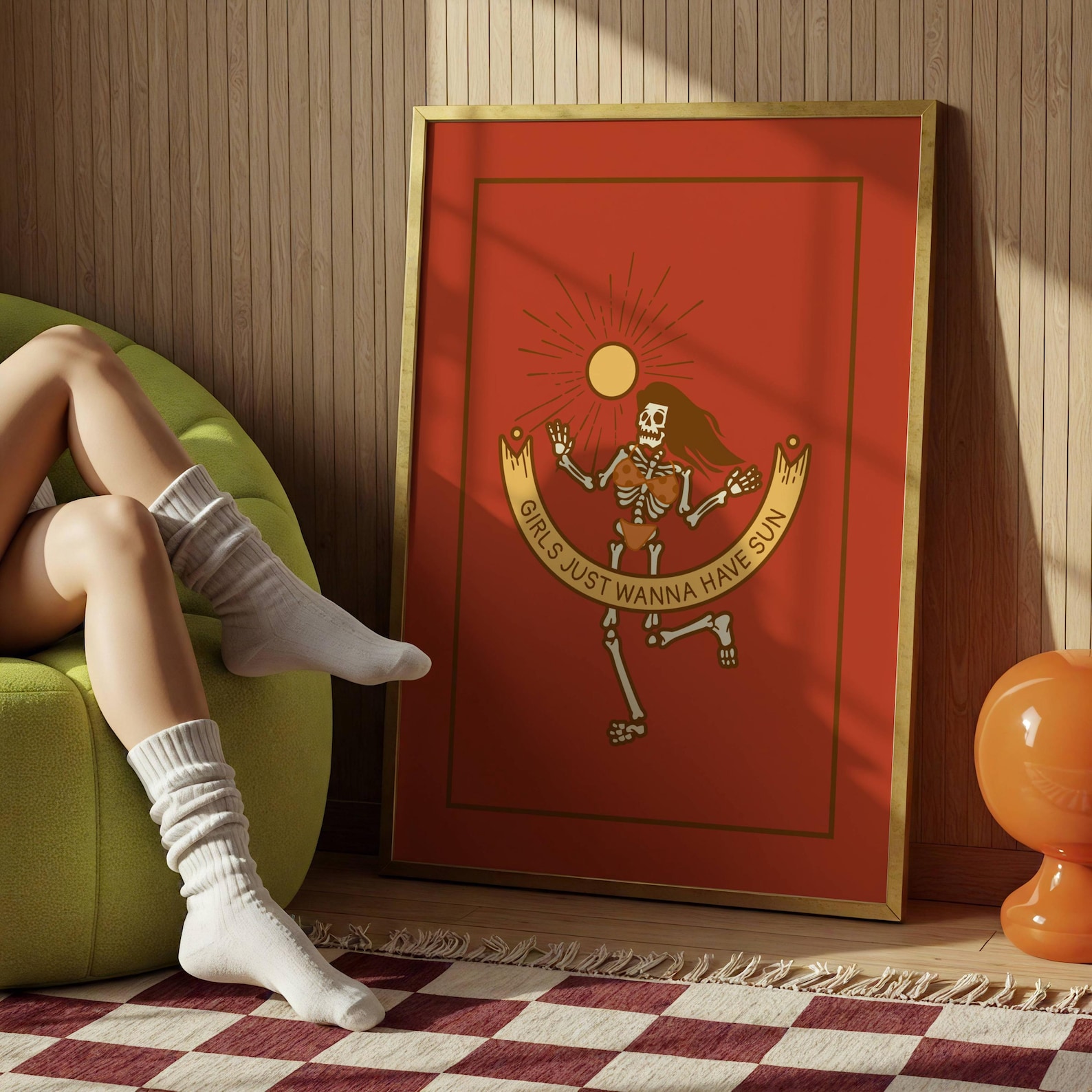 Girls Just Wanna Have Sun Poster Digital Download Red Yellow Bikini ...