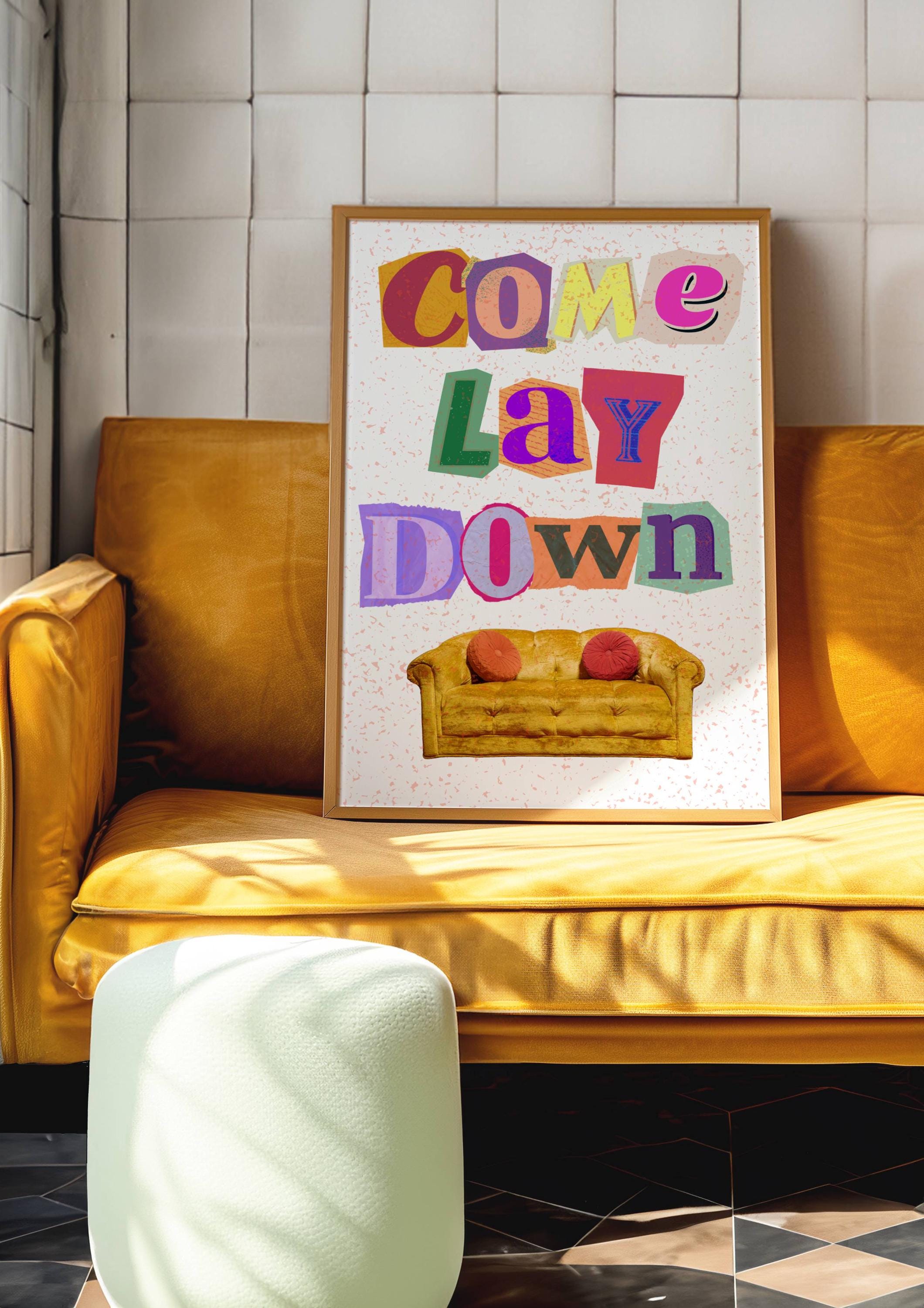 Come Lay Down Retro Vintage Poster Newspaper Scrapbook Collage Letter ...