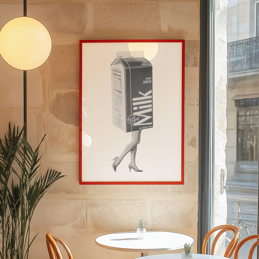 Vintage Milk Carton Legs High Heels Digital Download Poster Pop Art ...