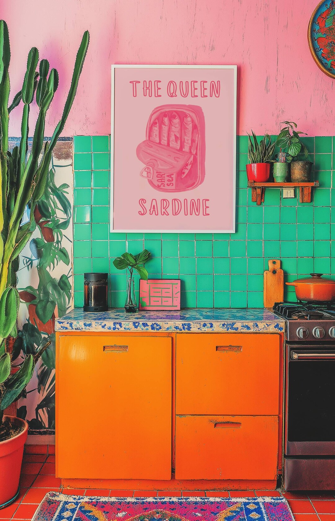 The Queen Sardine Print Tin Can Poster Digital Download Bright Pink ...