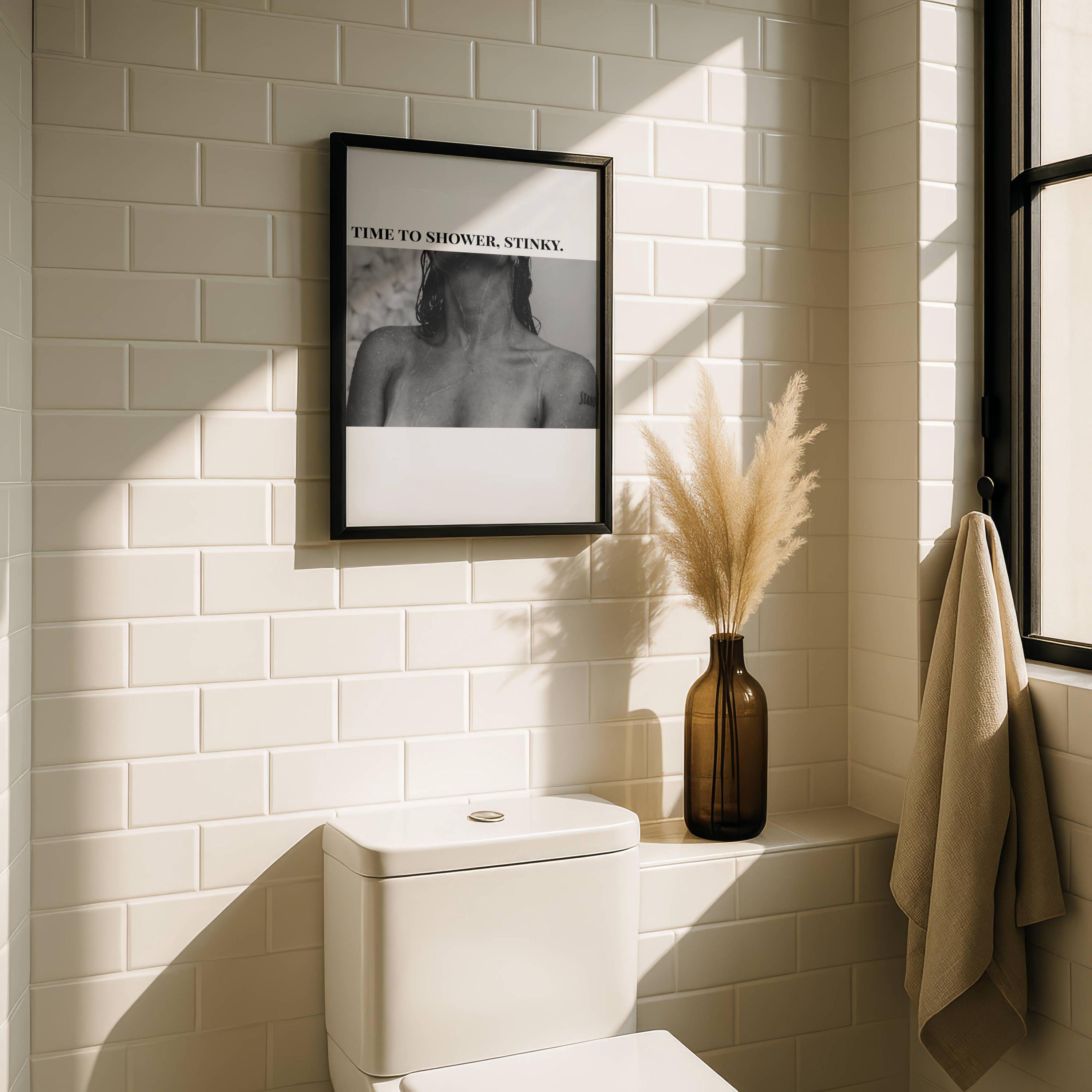 Time to Shower Stinky Digital Download Poster Funny Bathroom Sign Wall ...