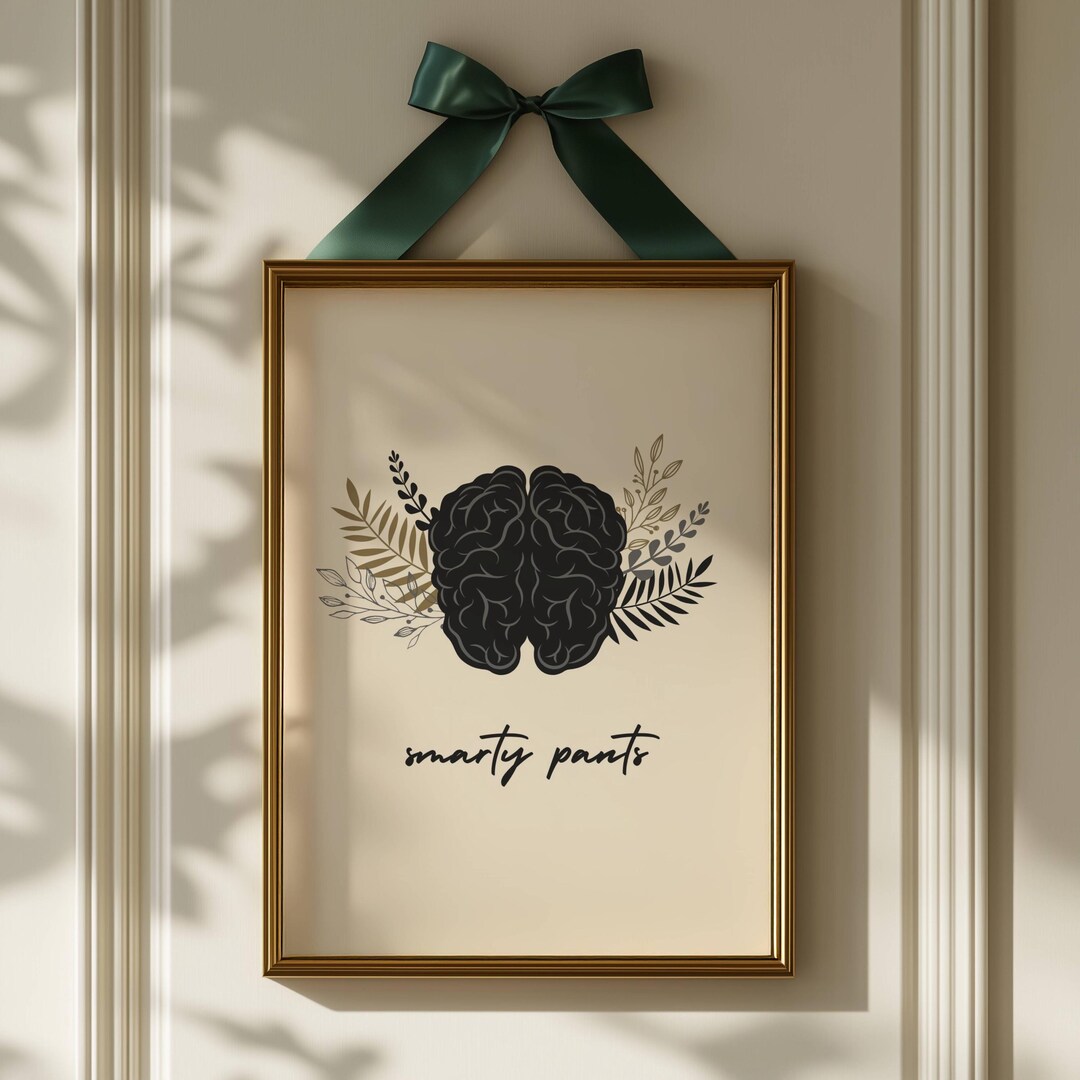 Smarty Pants Poster Digital Download Card Minimalist Brain Print Funny ...