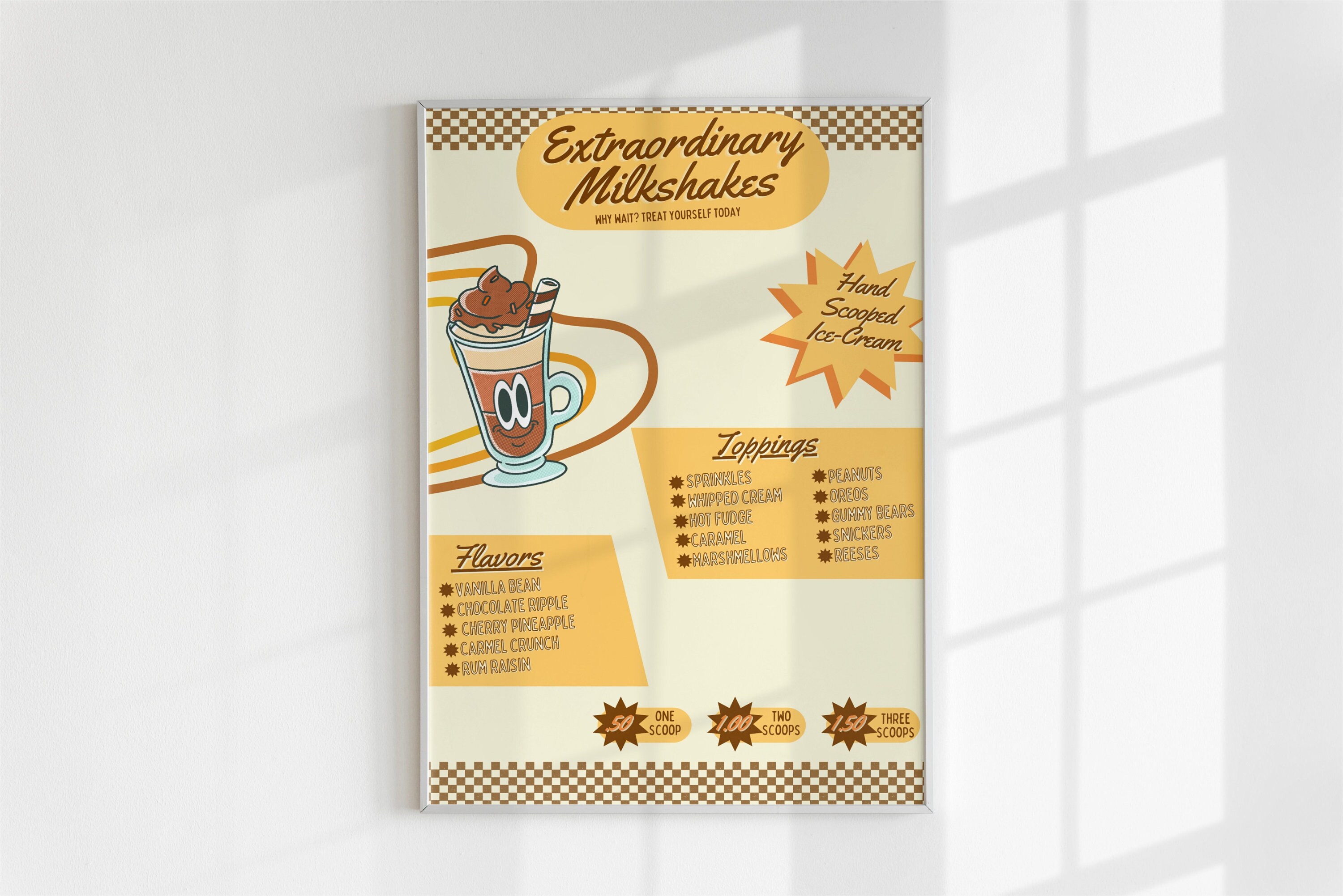 Vintage Milkshake Ad Poster Dessert, Ice Cream, Retro Pantry Decor ...