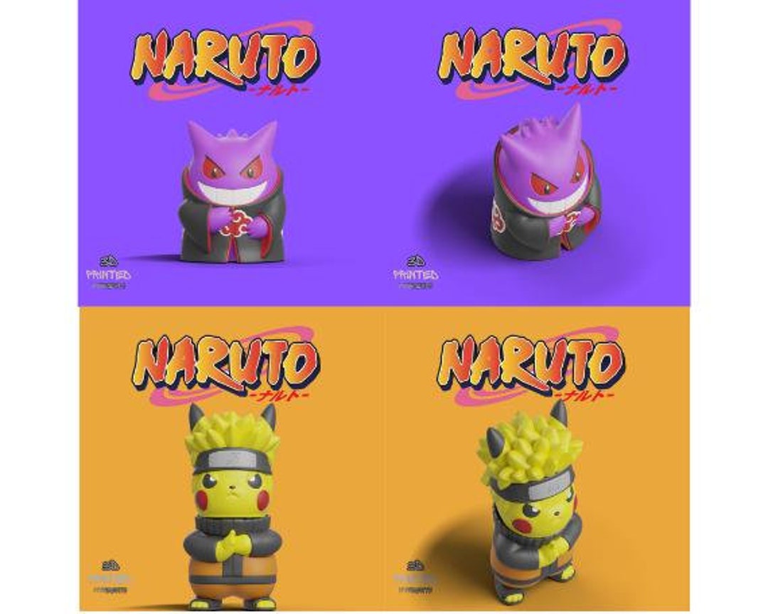 3D Printed Pikachu and Gengar Naruto Crossover Figures Pokémon X Naruto ...