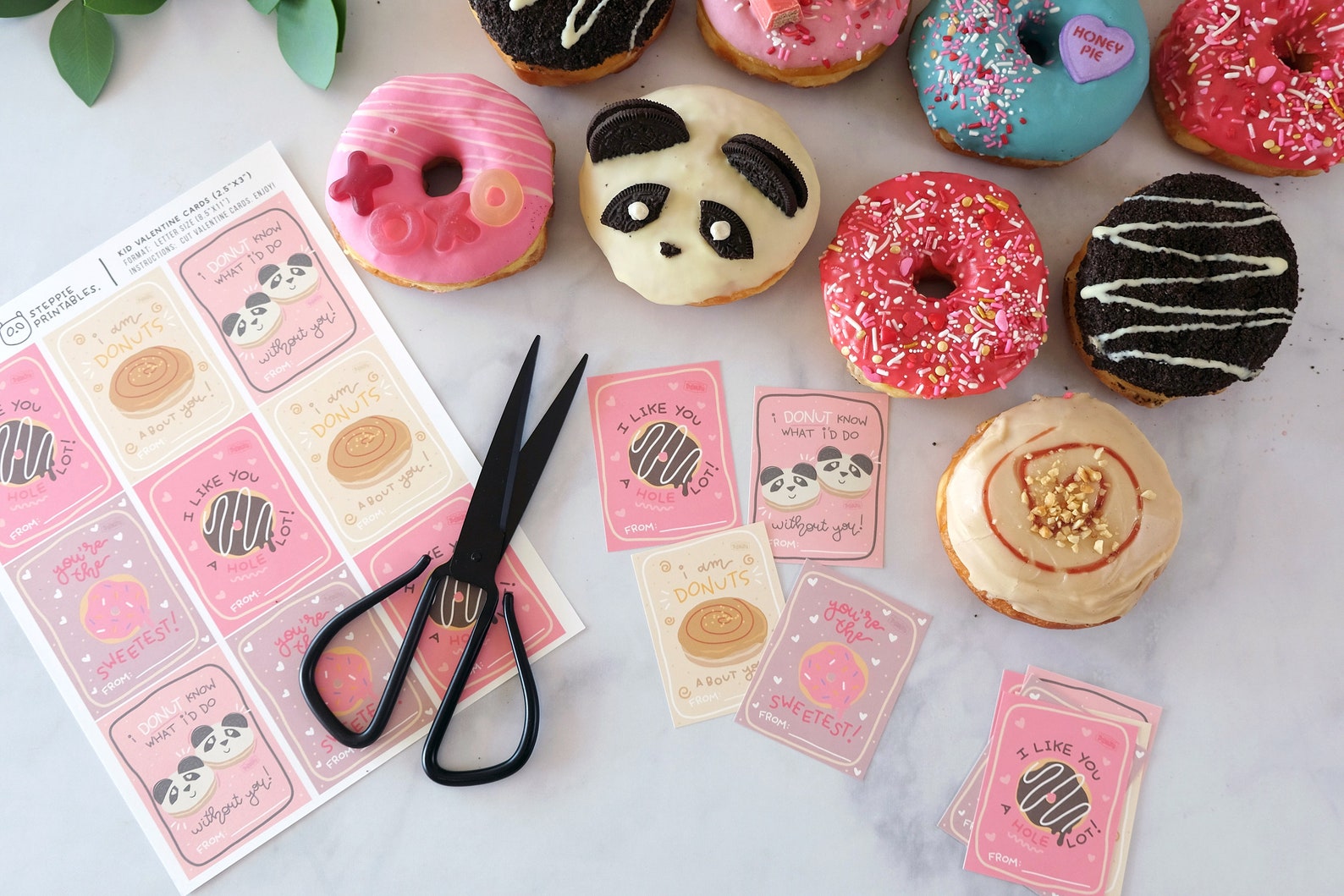 Printable Donut Themed Valentine's Day Kid Cards, Set of 4 Designs ...