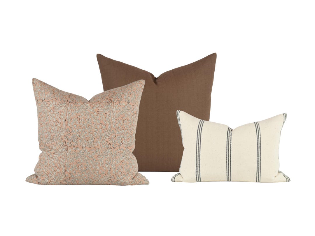 Earthy Pillow Cover Set: Hand Sewn Coco, Kwin & Liz Pillows - Etsy