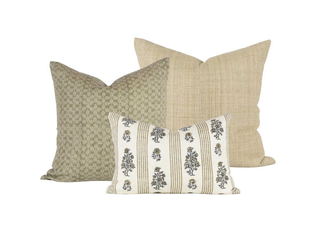 Earthy Pillow Cover Set: Hand Sewn Floral & Neutral Throw Pillows - Etsy