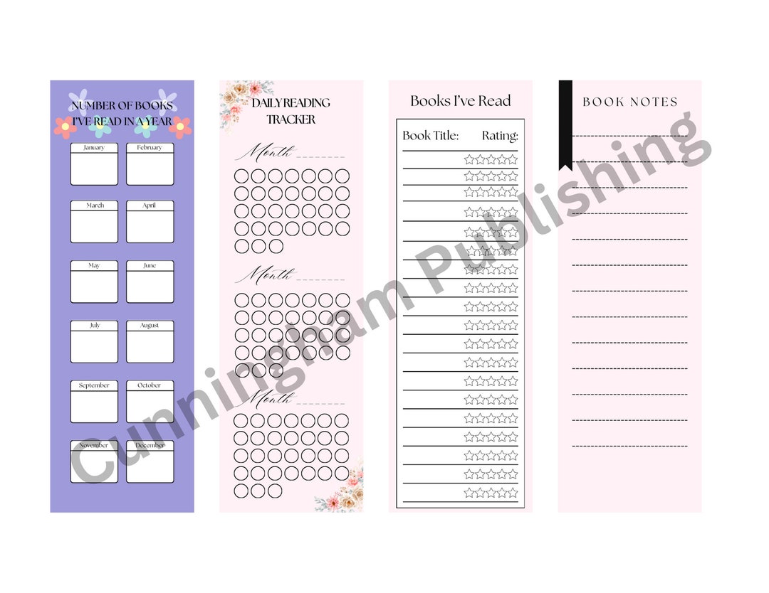 Bm-book Reading Tracker 2"x6" Bookmarks - Ready to Print - Etsy