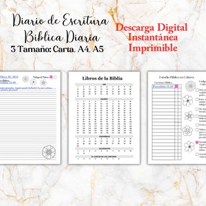 Diario De Escritura Biblica Diaria Descarga PDF Digital Instantania ...
