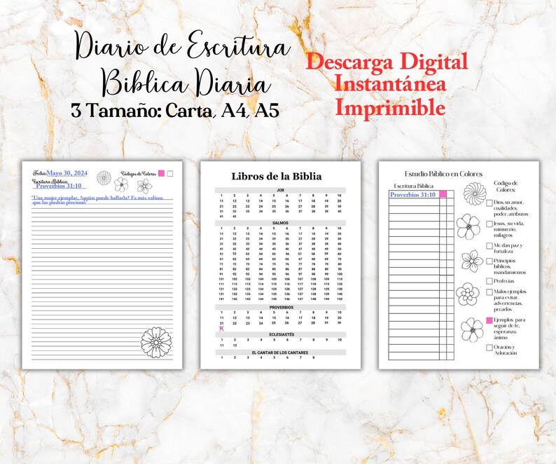 Diario De Escritura Biblica Diaria Descarga PDF Digital Instantania ...