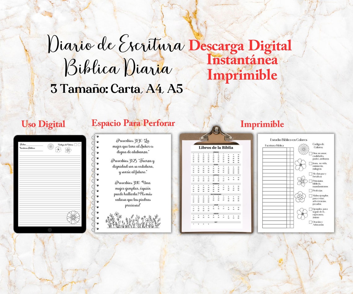 Diario De Escritura Biblica Diaria Descarga PDF Digital Instantania ...