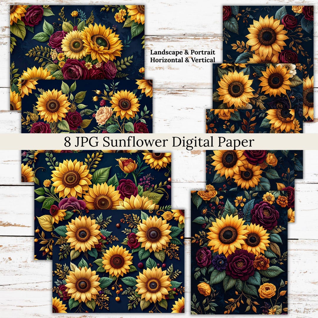 Sunflower Digital Paper Pack Bundle-junk Journal Scrapbooking Crafting ...
