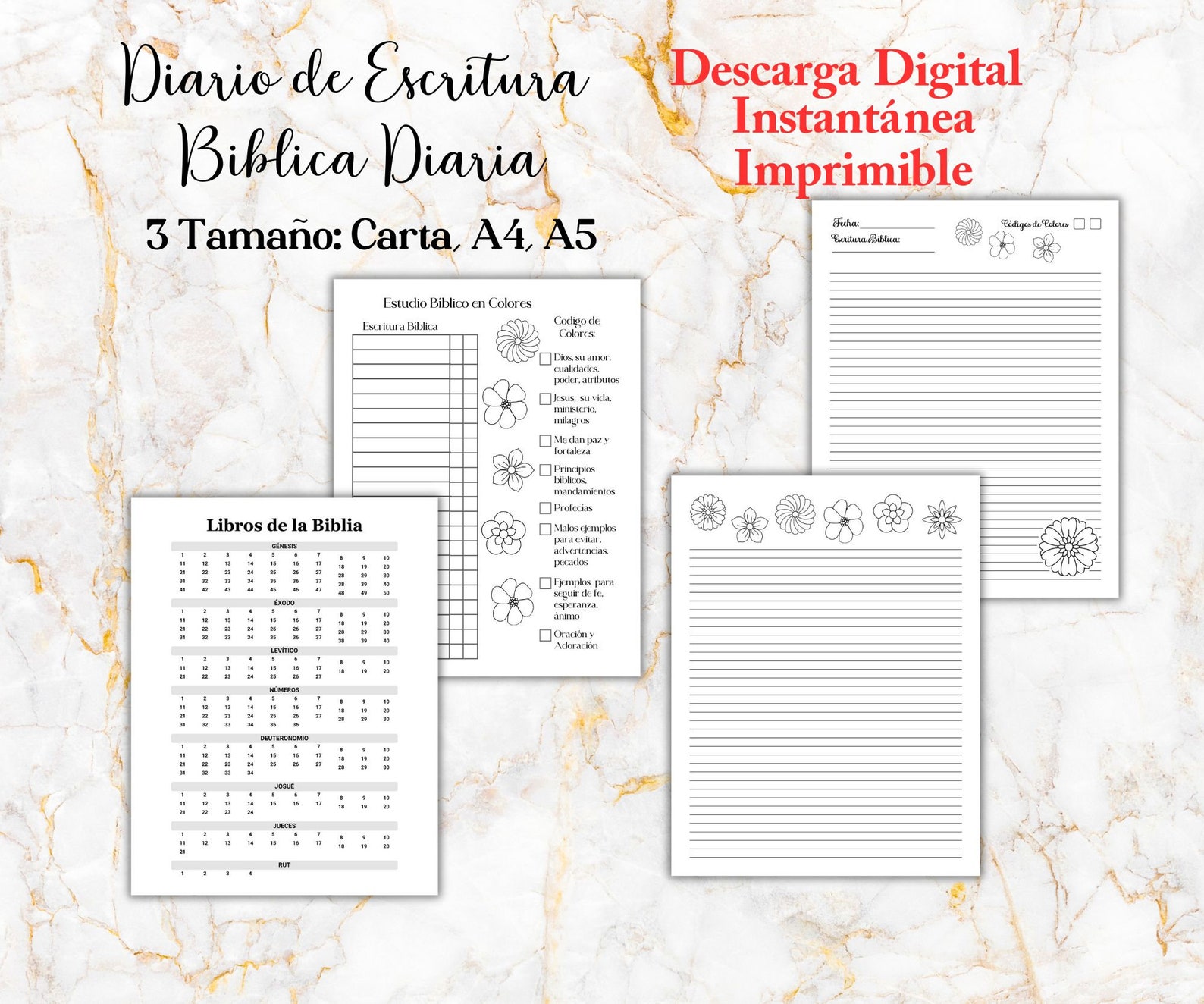Diario De Escritura Biblica Diaria Descarga PDF Digital Instantania ...