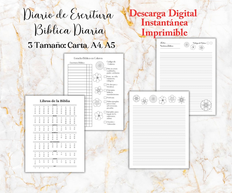 Diario De Escritura Biblica Diaria Descarga PDF Digital Instantania ...