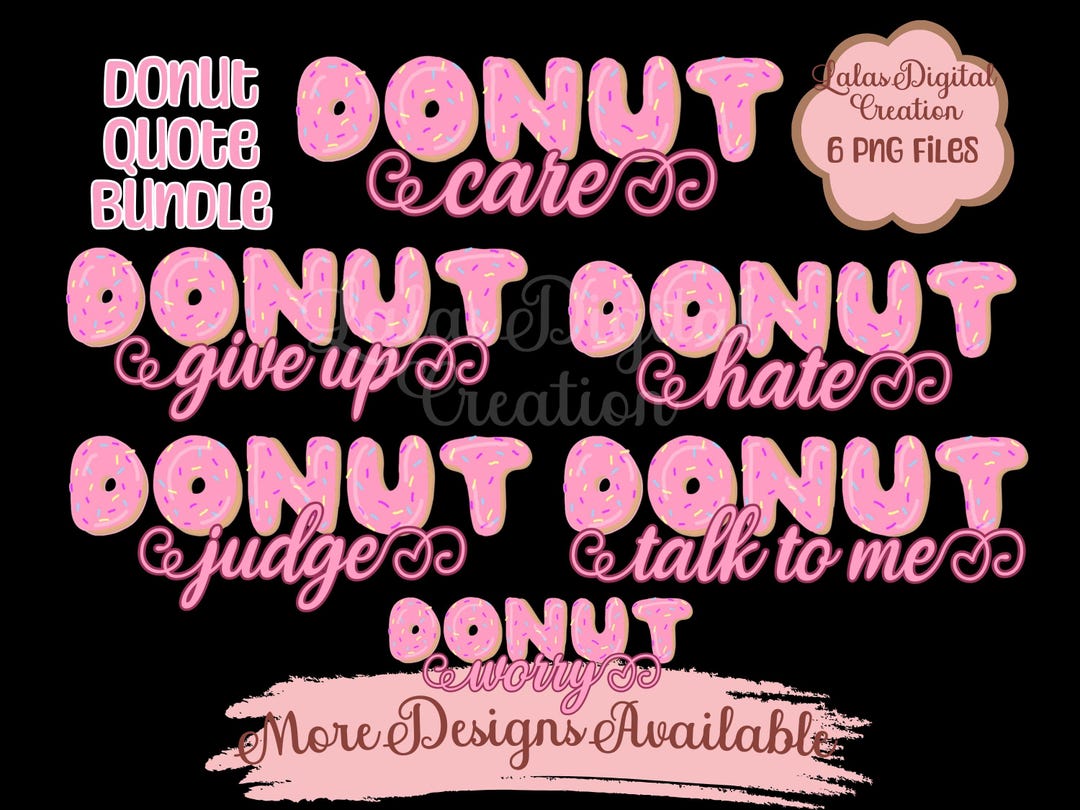 Donut Funny Cute Quotes Clipart PNG Bundle Instant Digital Download ...
