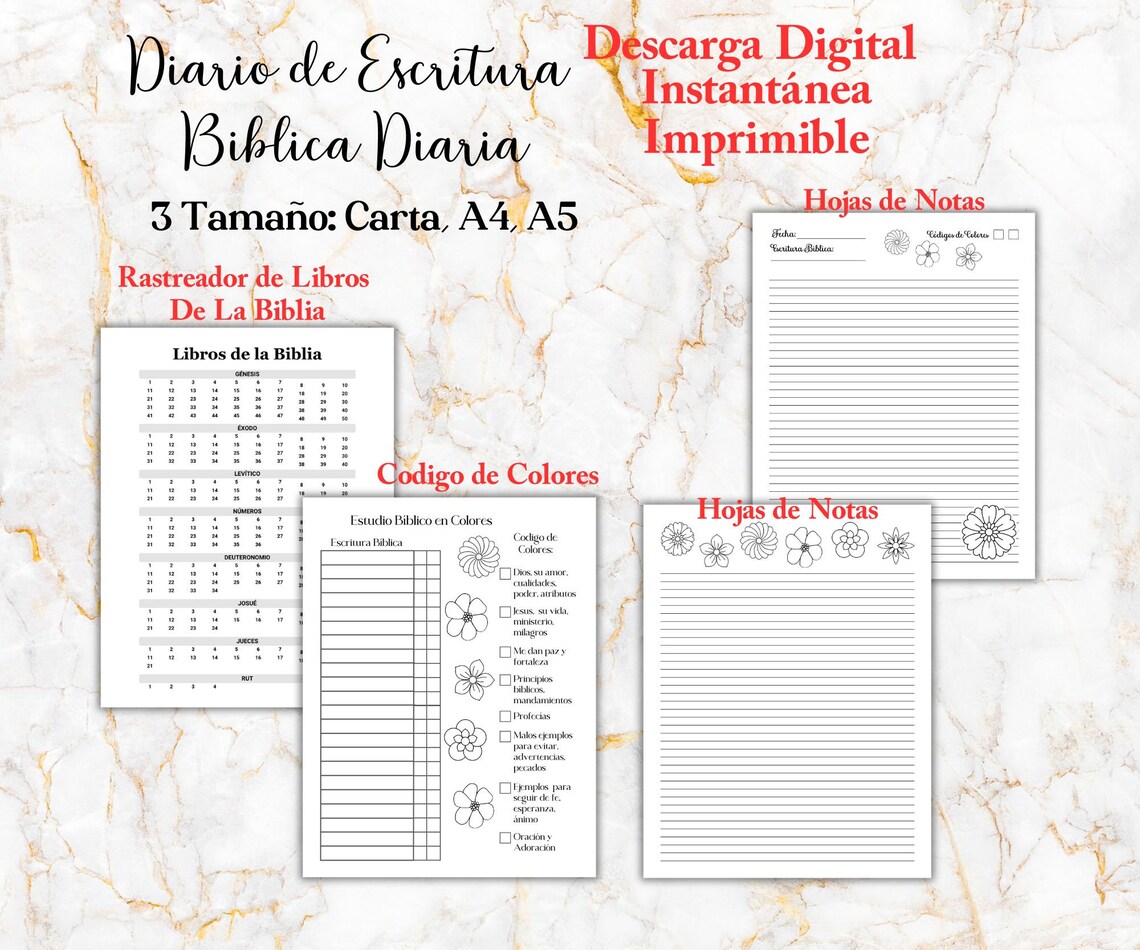Diario De Escritura Biblica Diaria Descarga PDF Digital Instantania ...