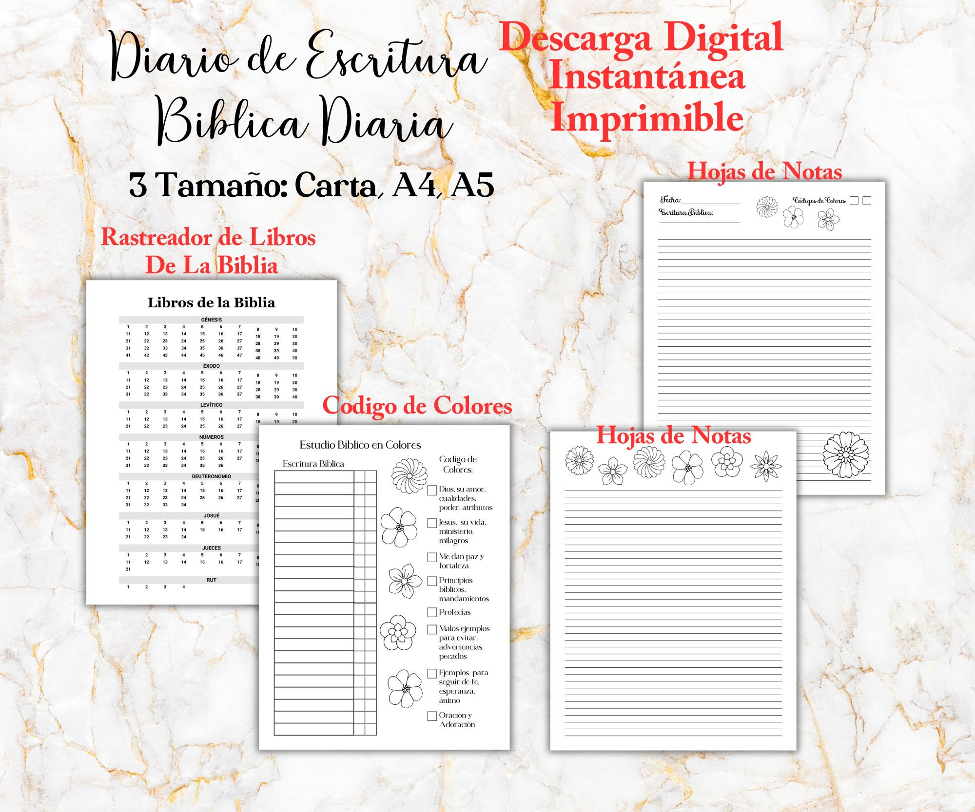 Diario De Escritura Biblica Diaria Descarga PDF Digital Instantania ...