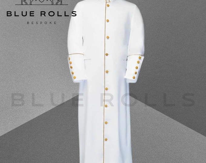 Caleb White/black Clergy Robe for Men With Gold Contrast Cosplay Legend ...