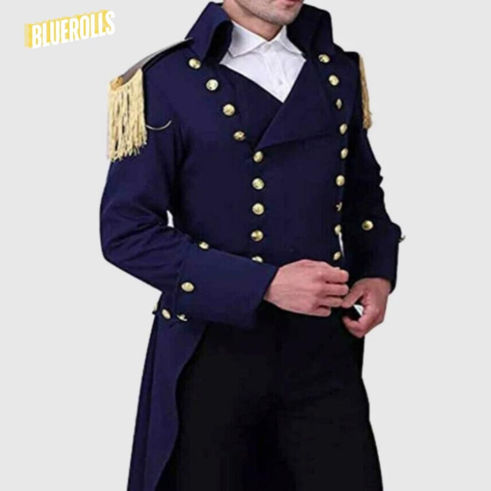 New Navy Blue British Navy Army Coat - Navy Blue Double Breasted Wool ...