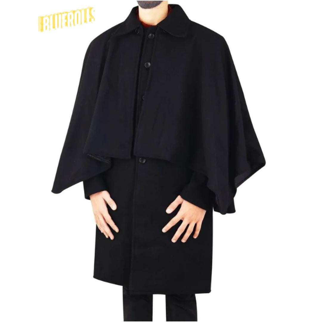 Men's Inverness Cape - Black - Christmas Inverness Coat, Men's ...