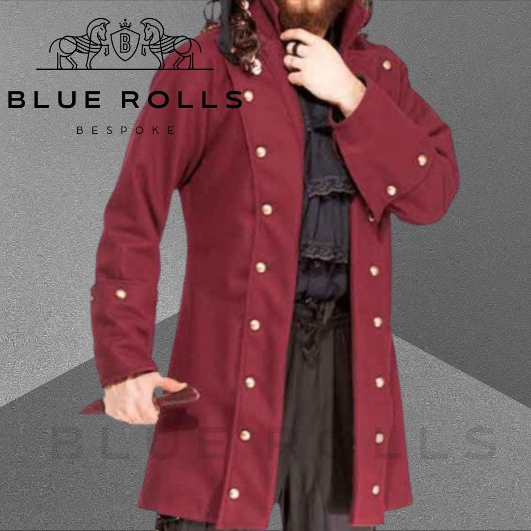 Colonial Military Costume - Blackbeard Coat Admiral Pirates of ...