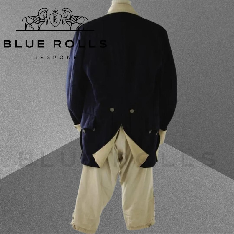 George Washington Uniform - Navy Blue Lapel Wool, Continental Army Coat ...