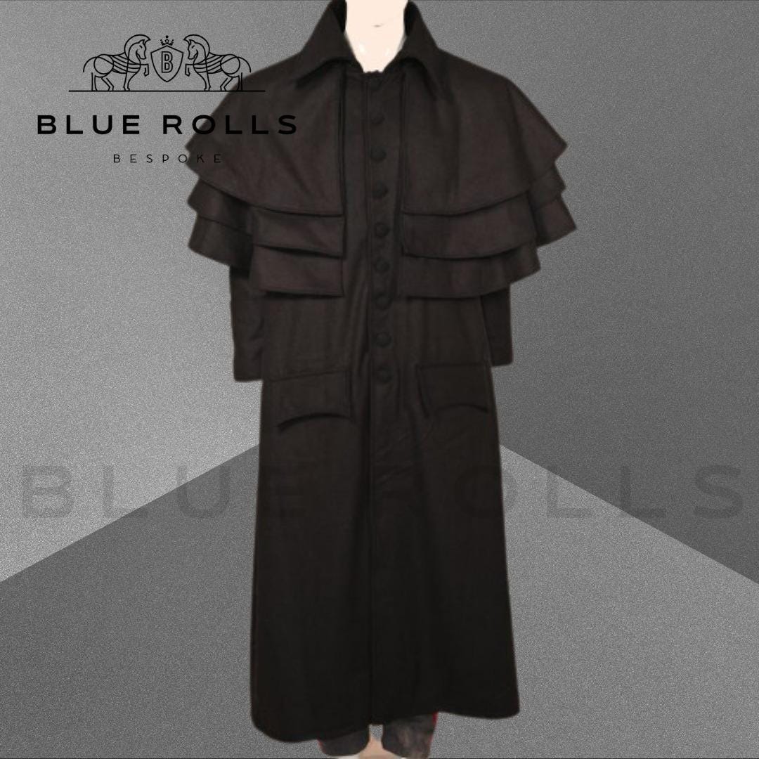 Regency Garrick Overcoat - Triple Cape Wool/cotton Jacket, Coachman's ...