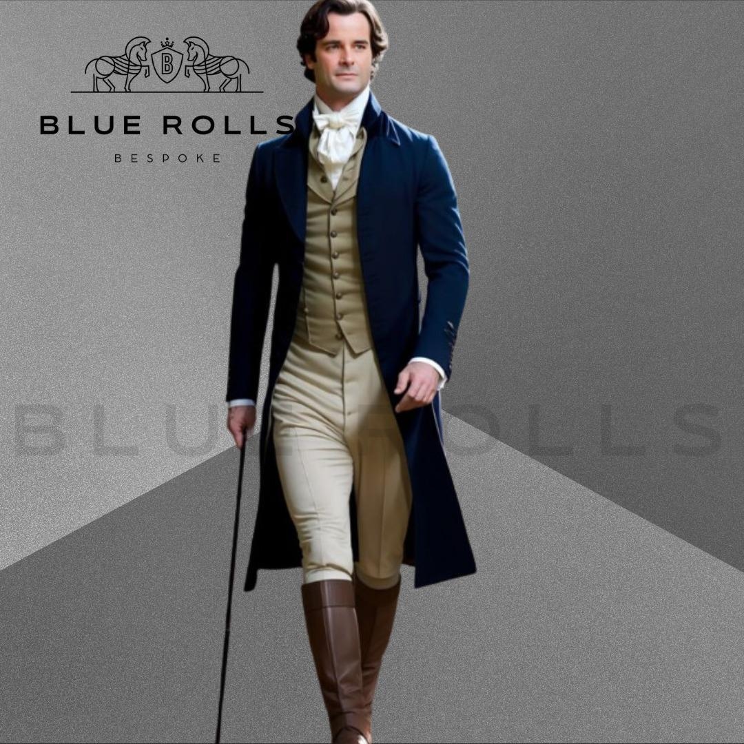 Handmade Mr Darcy Brand New Men's Dark Blue Regency 1800's Regency Tail ...