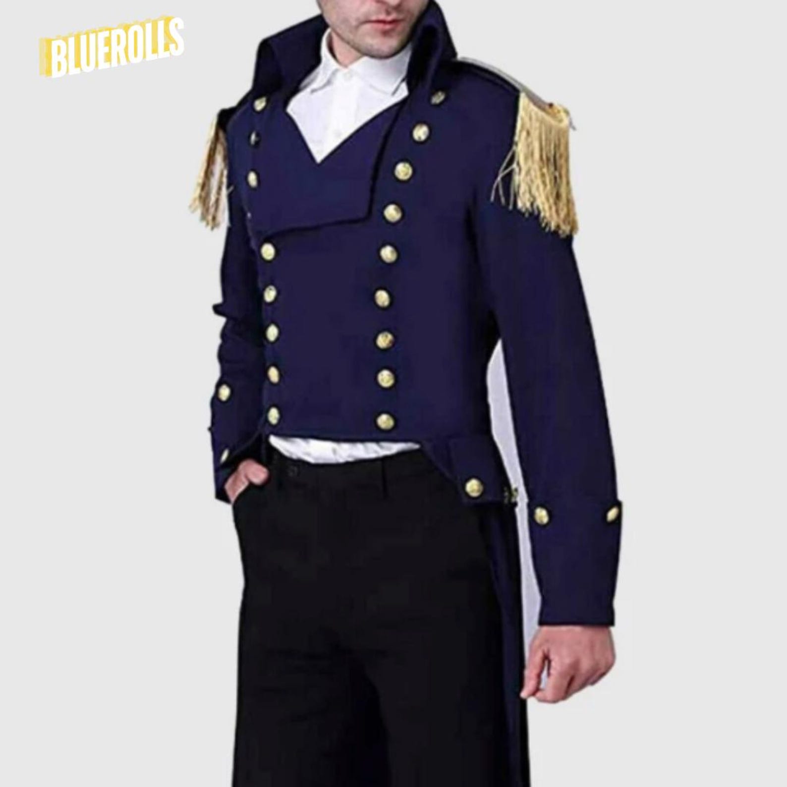 New Navy Blue British Navy Army Coat - Navy Blue Double Breasted Wool ...