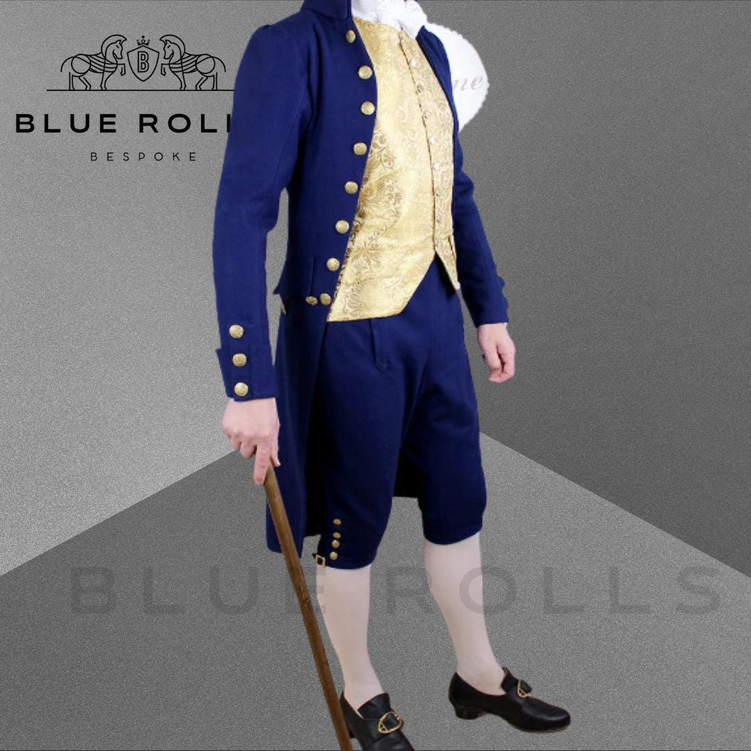 18th Century - Men’s Blue 18th Century Frock Coat - Historical Colonial ...