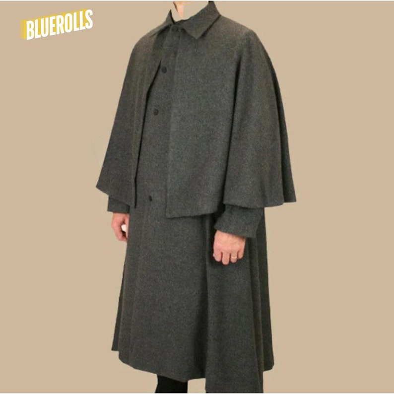 Men's Inverness Cape - Grey - Christmas Inverness Coat, Men's Christmas ...