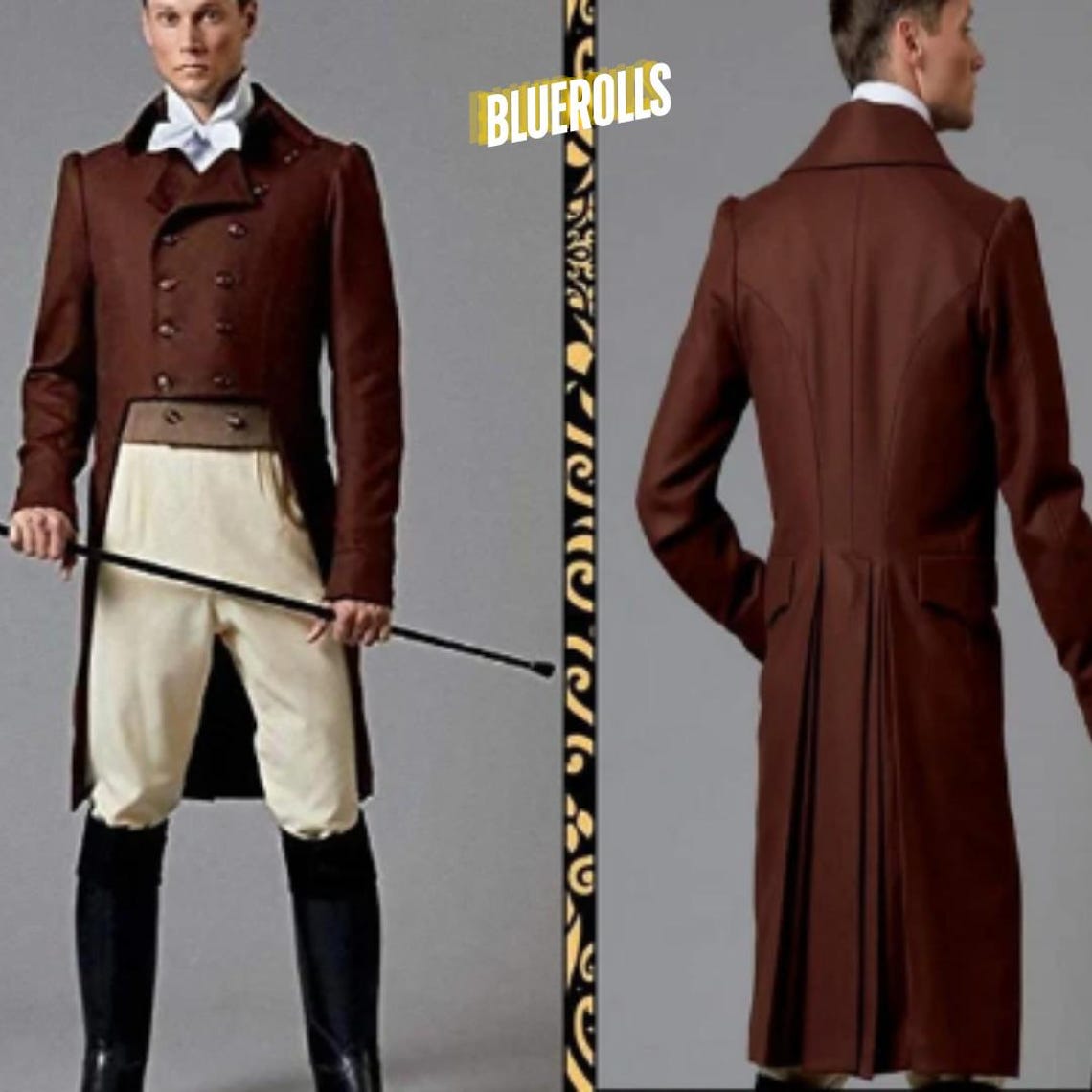 Men's Tailcoat Jacket With Breeches, New Men Brown Wool Pride, Military ...