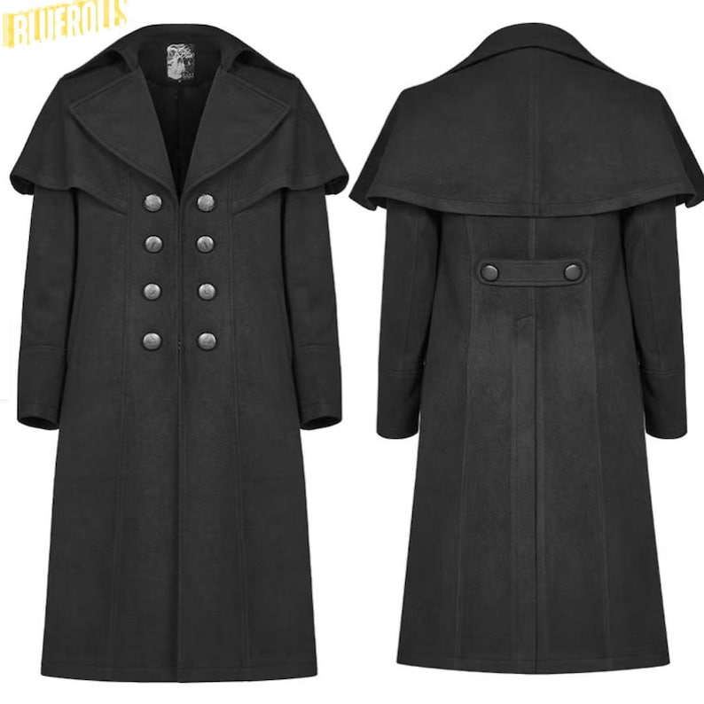 Men's Coat Black Highwayman Jacket Gothic Steampunk Coat - Victorian ...