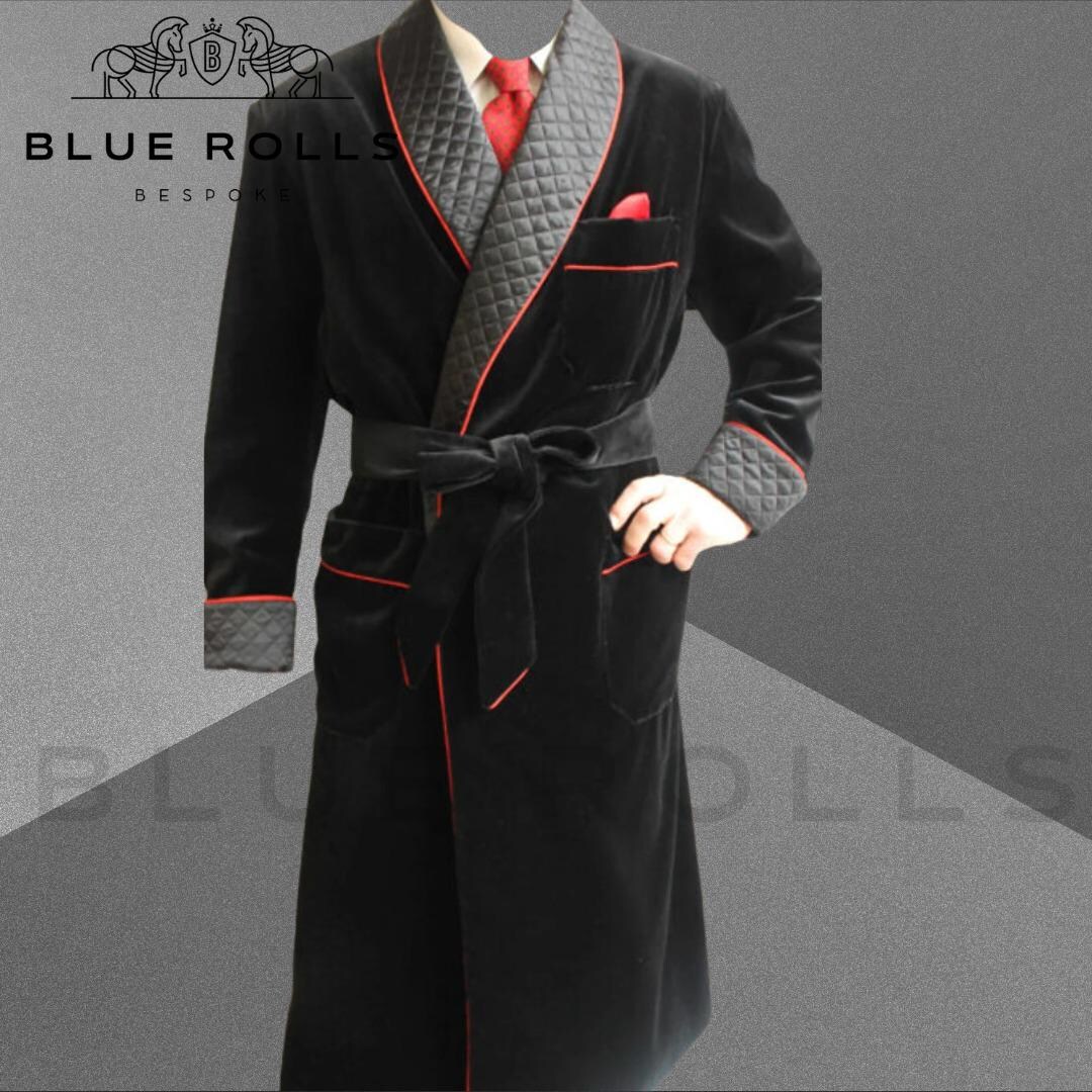 Men's Elegant Black Smoking Jacket - Long Gown - Evening Wear ...