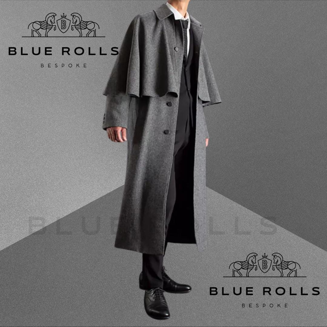 Blue Rolls Special - Handmade Inverness Cape – a Wool Overcoat With a ...