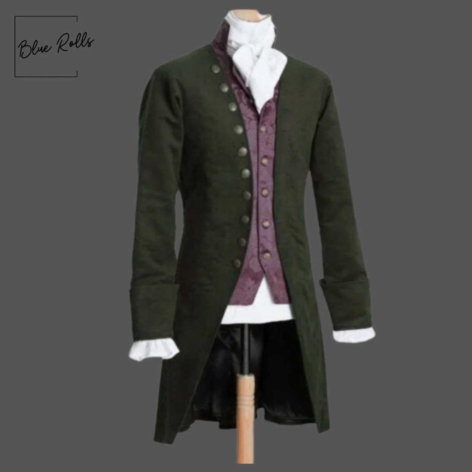 New Men's Green Wool 18th Century Tailcoat, Colonial Frock Coat gothic ...