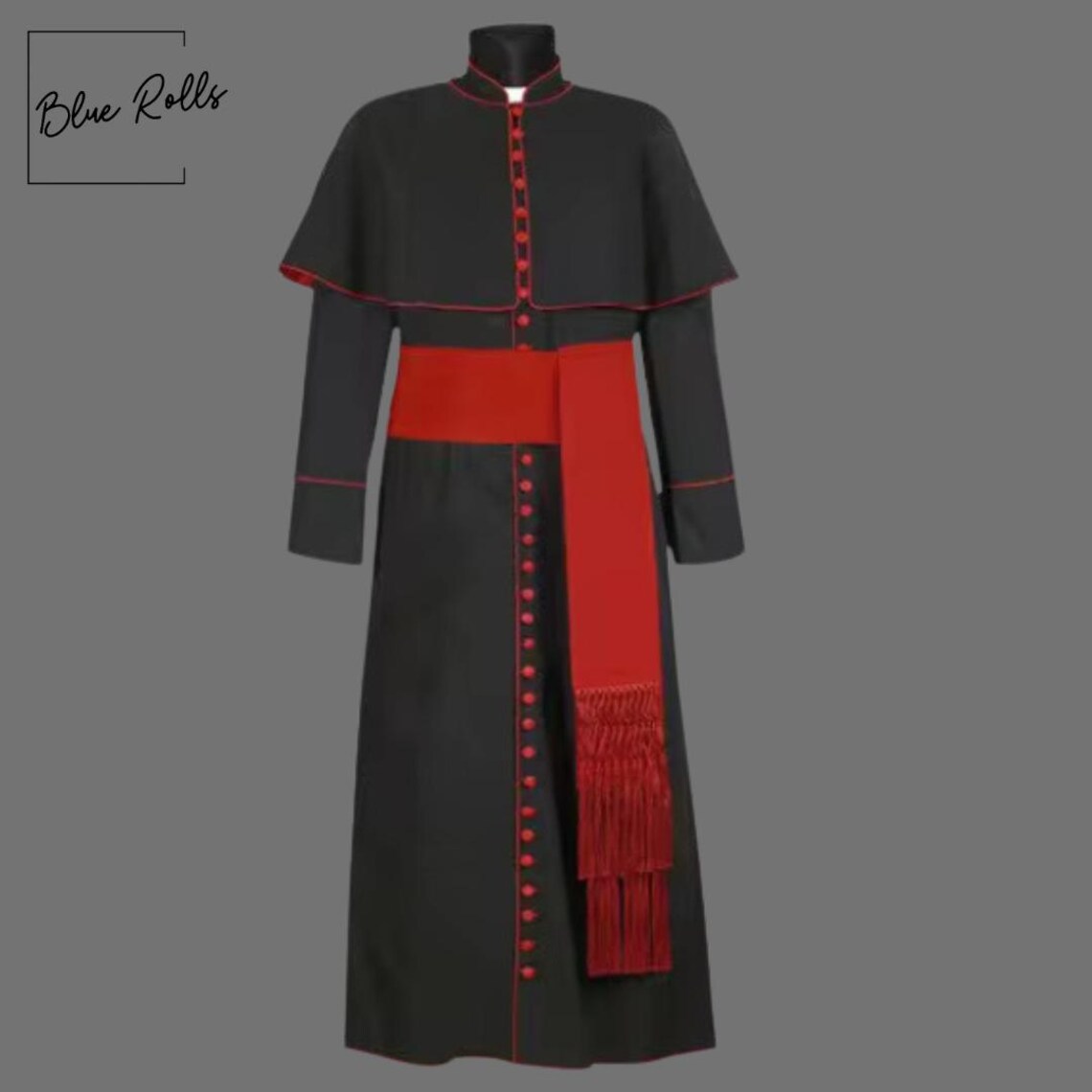 Bishop Cassock With Inverness Cape - Cosplay Legend Clergy Robe With ...