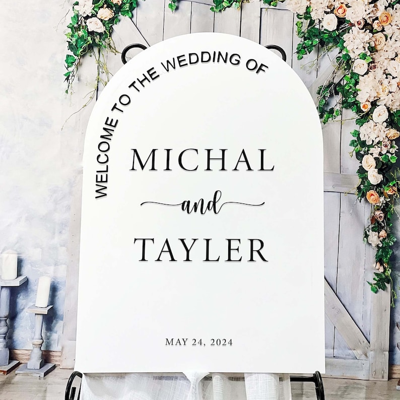 Custom Arched Acrylic Wedding Welcome Sign: Elegant Reception Signage ...