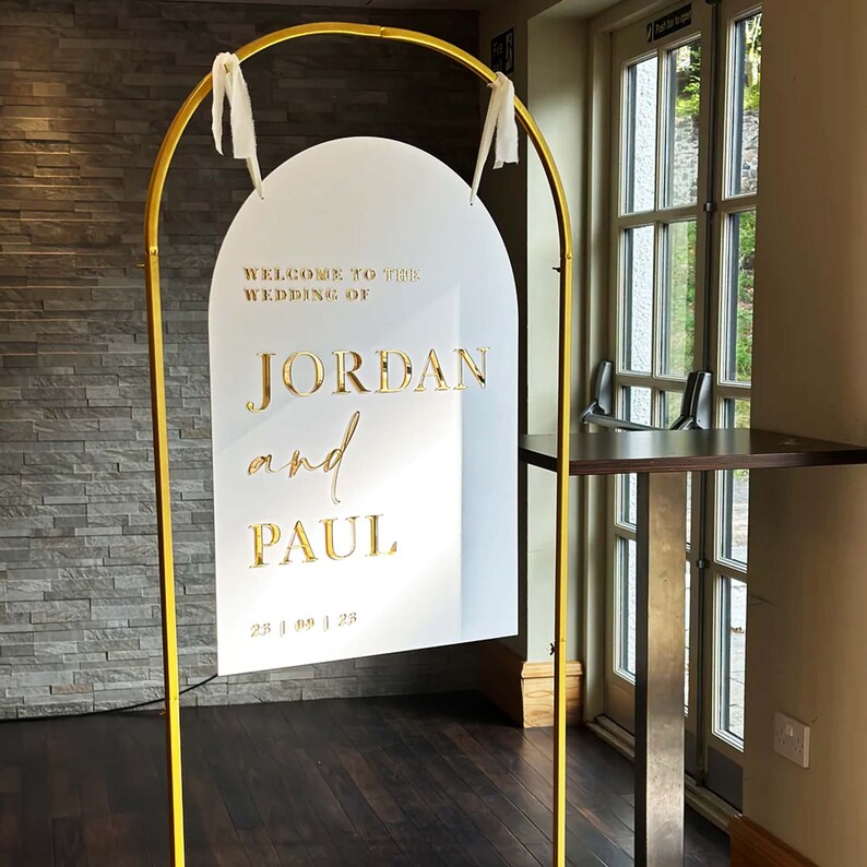 Custom Arched Acrylic Wedding Welcome Sign: Elegant Reception Signage ...