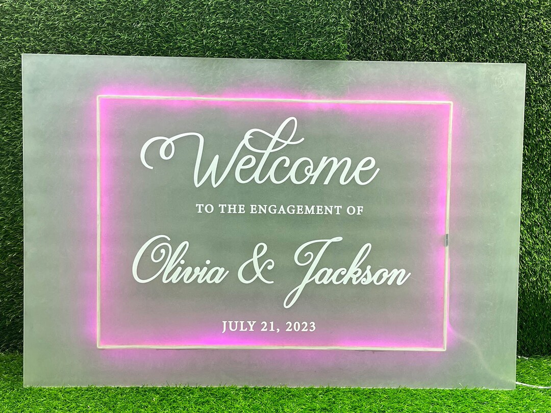Custom Backlit Acrylic Wedding Welcome Sign | Floral Wedding Sign ...