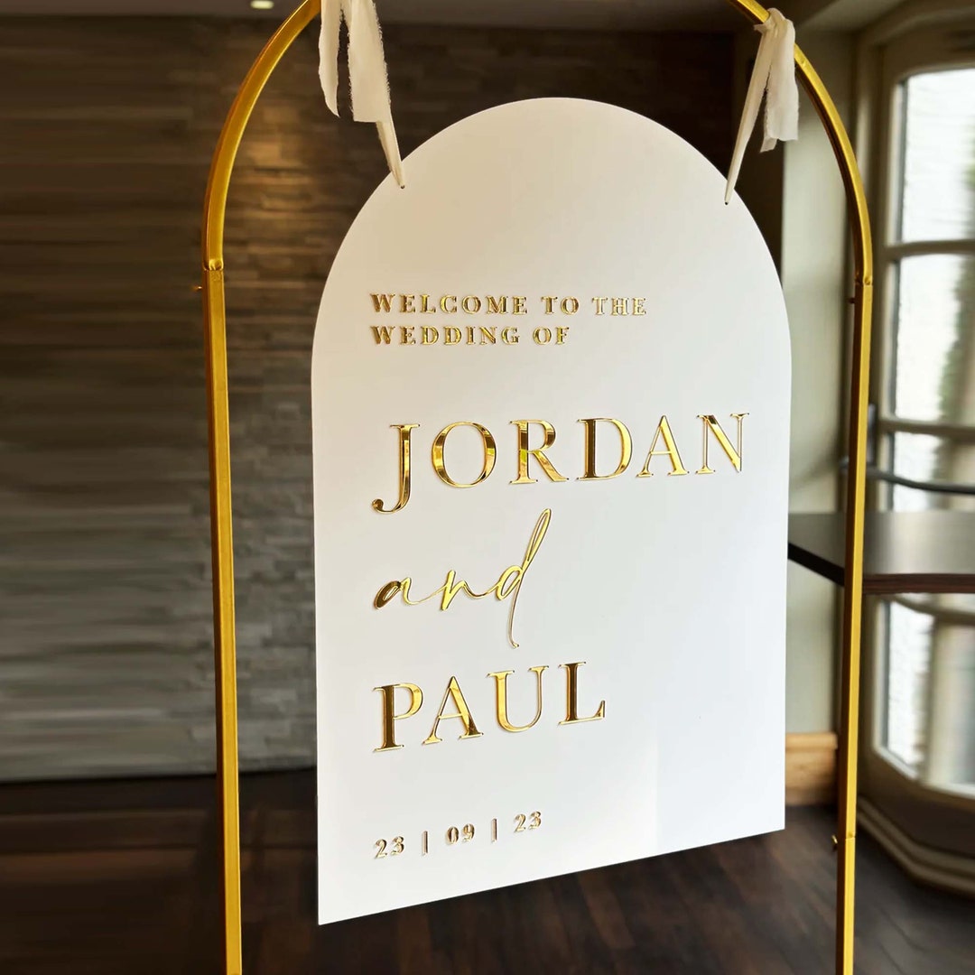 Custom Arched Acrylic Wedding Welcome Sign: Elegant Reception Signage ...
