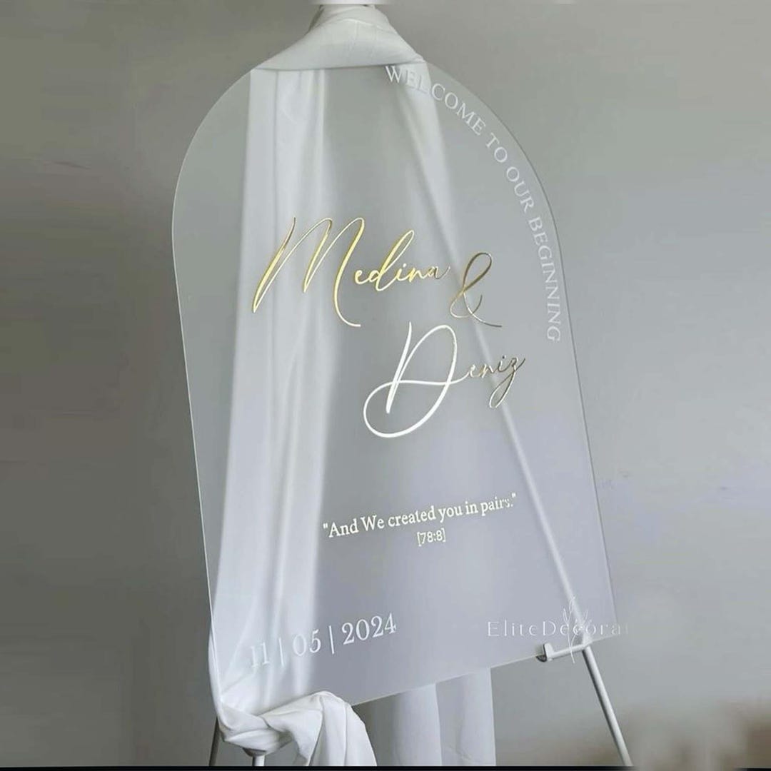 Custom Arch Acrylic Wedding Welcome Sign: UV Printed Signage - Etsy