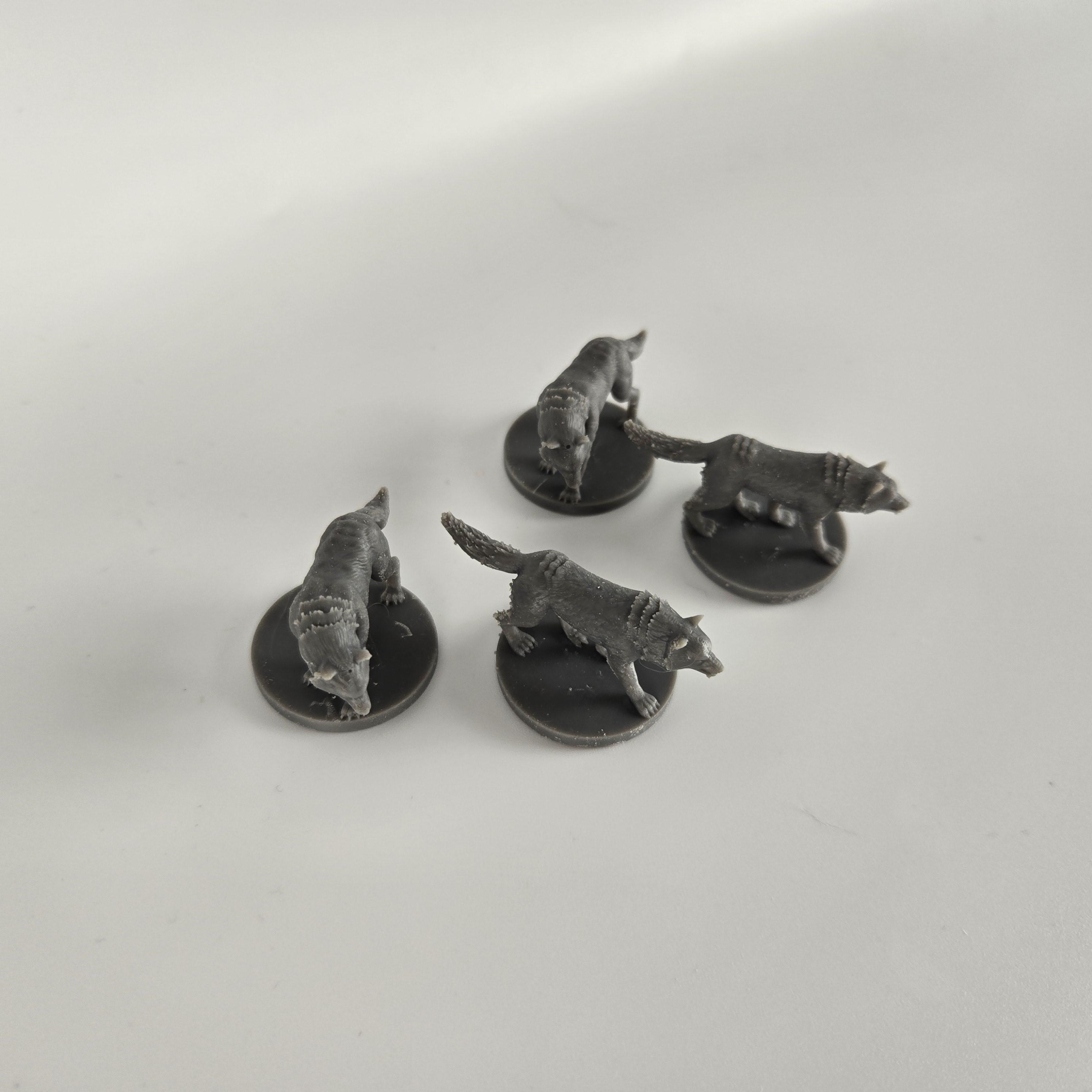 4pc Dnd Wolf Pack Miniatures | 28mm–32mm Scale Resin Model Medium With ...
