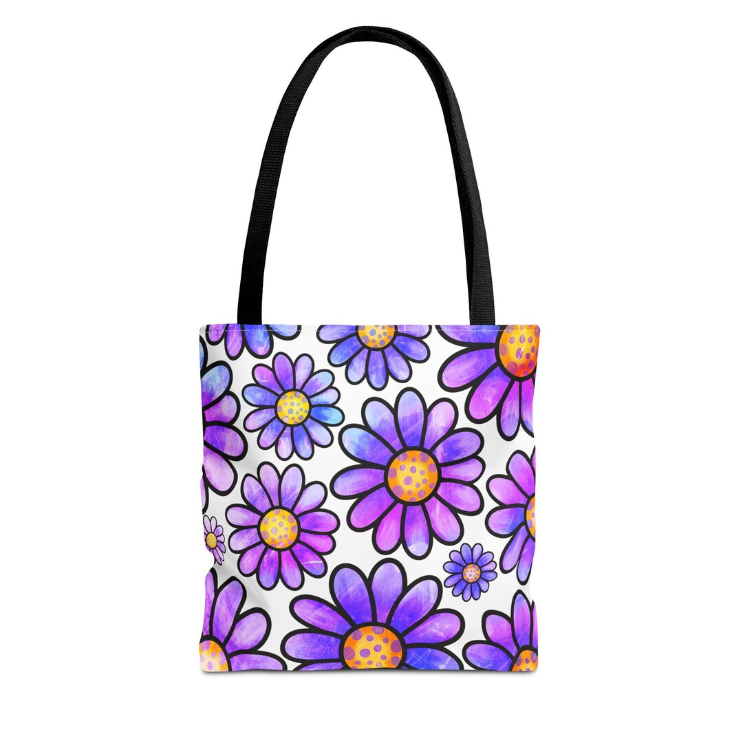 Flower Power Tote Bag, Colorful Floral Shopping Bag, Eco-friendly ...