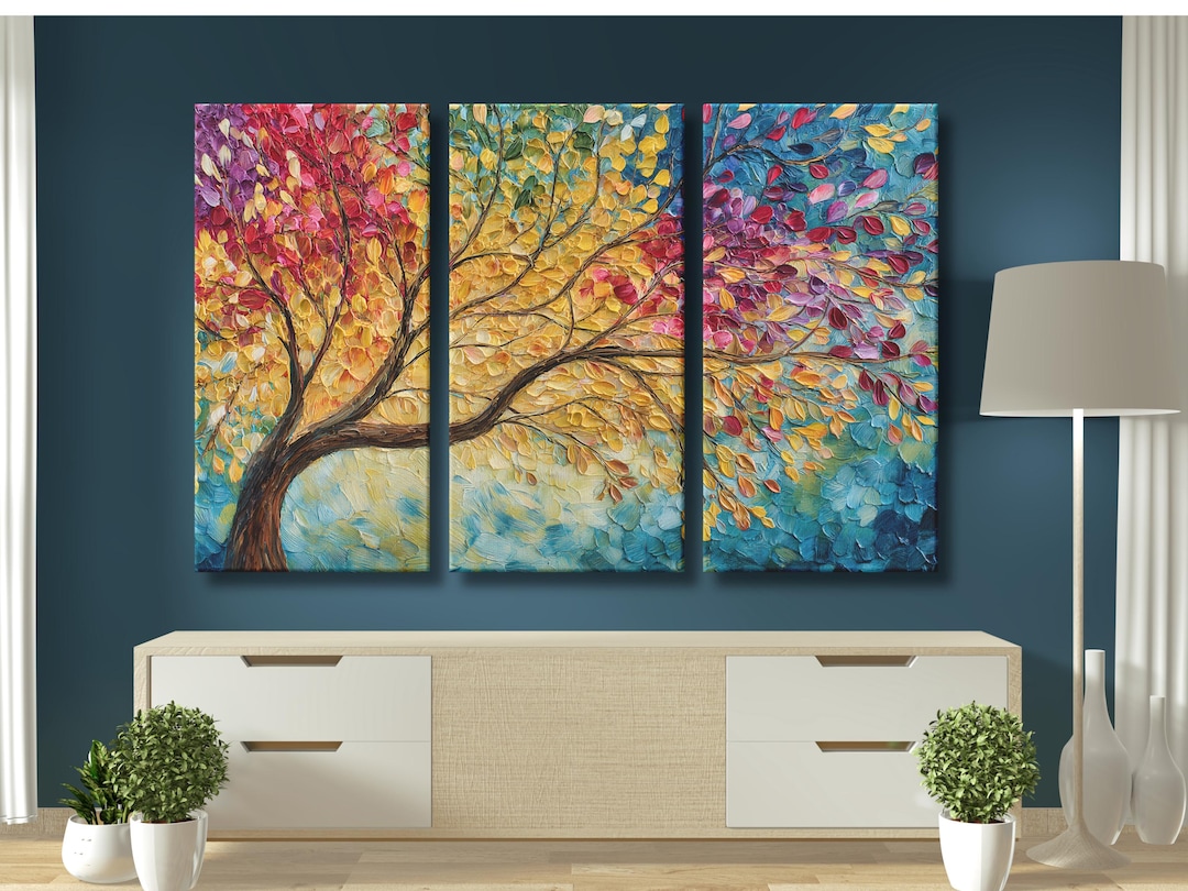 Abstract Tree of Life Triptych Wall Art, 3-panel Canvas Print, Modern ...