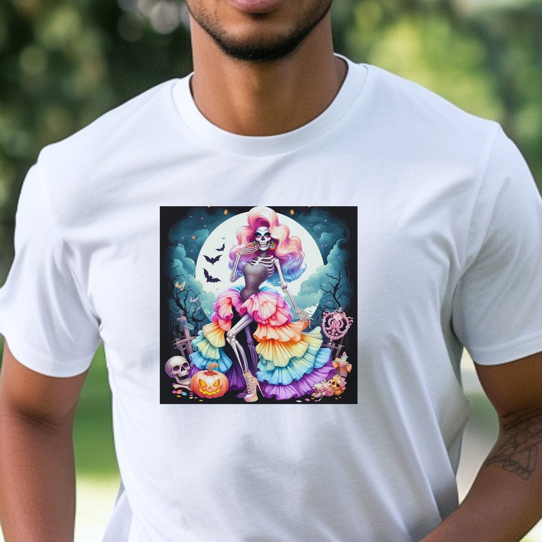 Skeleton in Drag LGBTQ Pride Skeleton Halloween Costume Unisex Jersey ...