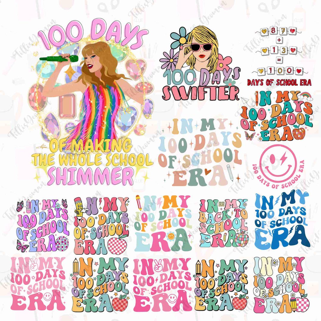 In My 100 Days of School Era Png, Happy 100 Days of School Png, 100 ...