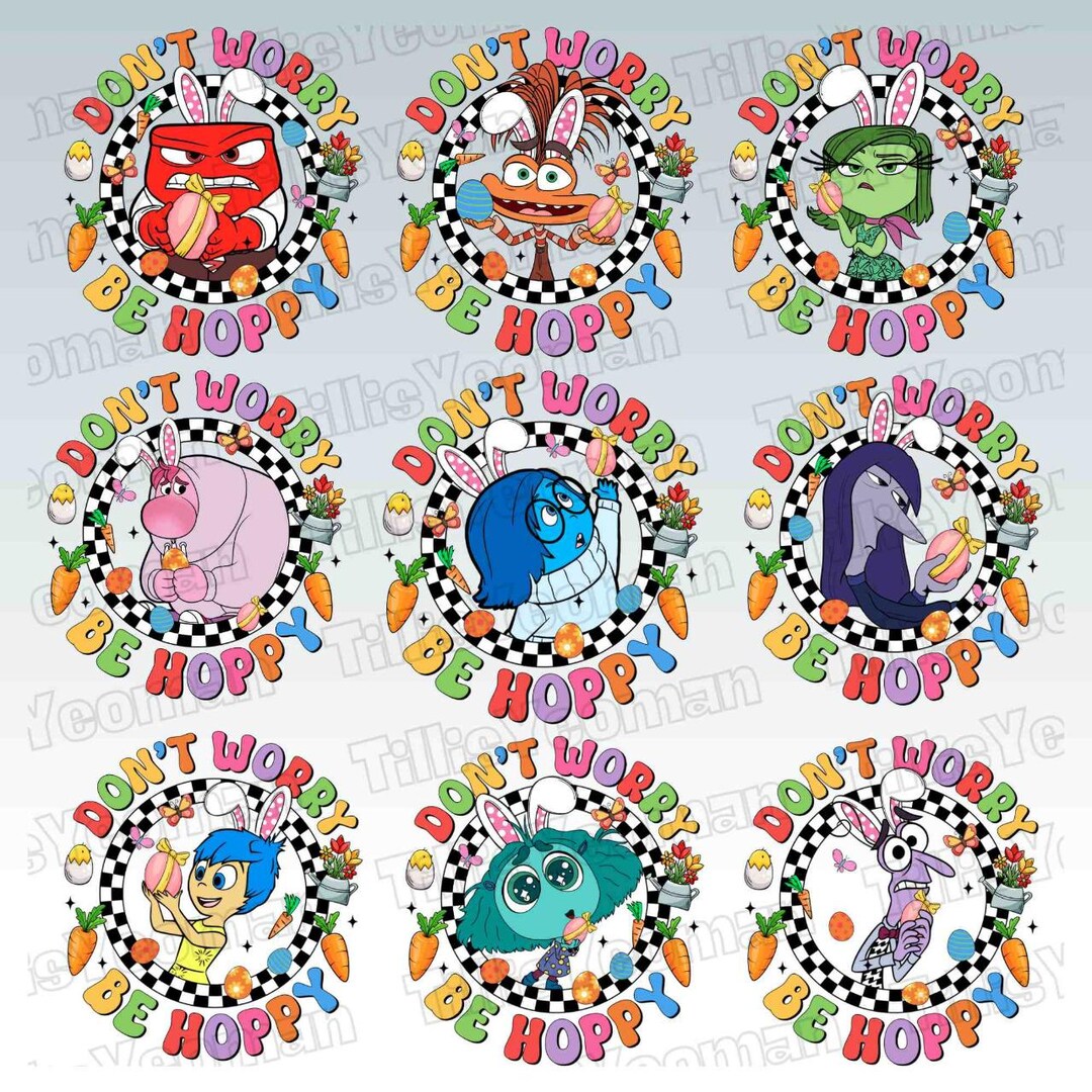 Inside Out Easter PNG Bundle, Inside Out Don't Worry Be Hoppy Png, Dis ...